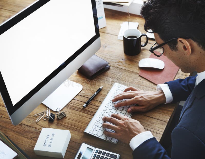 Businessman Working Using Computer Busy Concept Stock Image - Image of ...