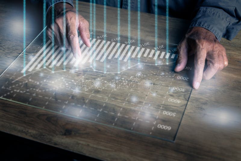 Business Man Working on Various Chart Stock Image - Image of interface ...