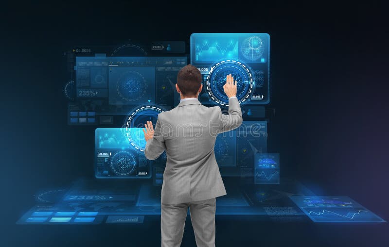 Businessman Working with Virtual Screens Stock Image - Image of ...