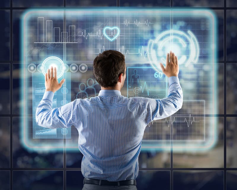 Businessman Working with Virtual Technologies Stock Photo - Image of ...