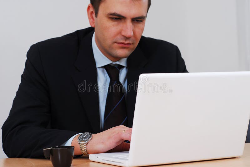 Back View of a Businessman Working with a Computer Stock Image - Image ...