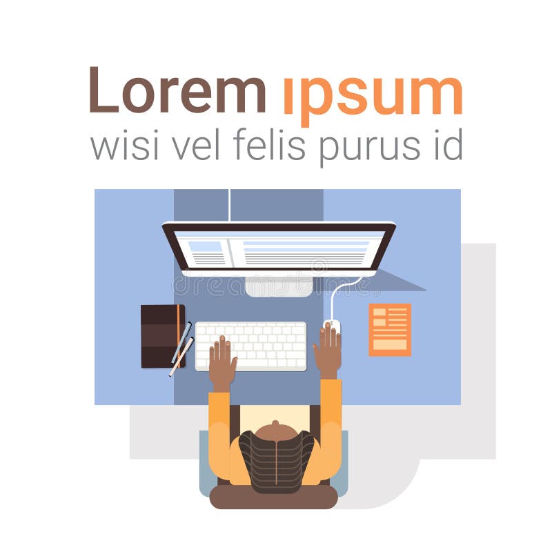 Businessman Workplace Desk Hands Working Laptop Computer Top Angle View ...