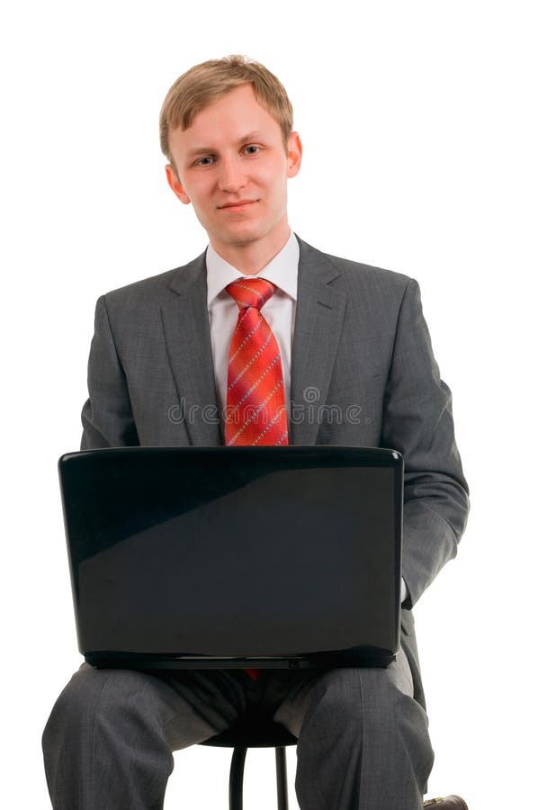 Business man with computer stock photo. Image of confident - 49634678