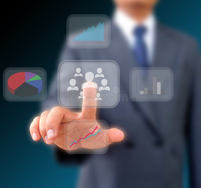 Businessman Works with Business Network Stock Image - Image of global ...