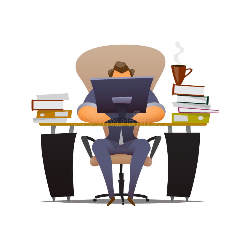 Businessman Works Hard at an Office Stock Illustration - Illustration ...