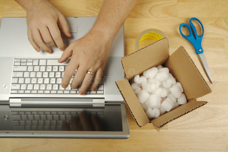 Computer Moving Box stock photo. Image of laptop, technology - 28016646
