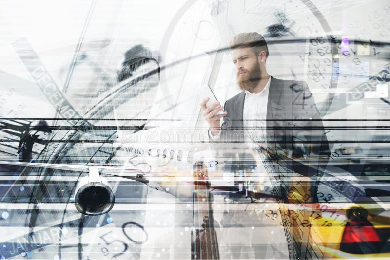 Businessman Works with Mobile Phone in His Hand Stock Photo - Image of ...