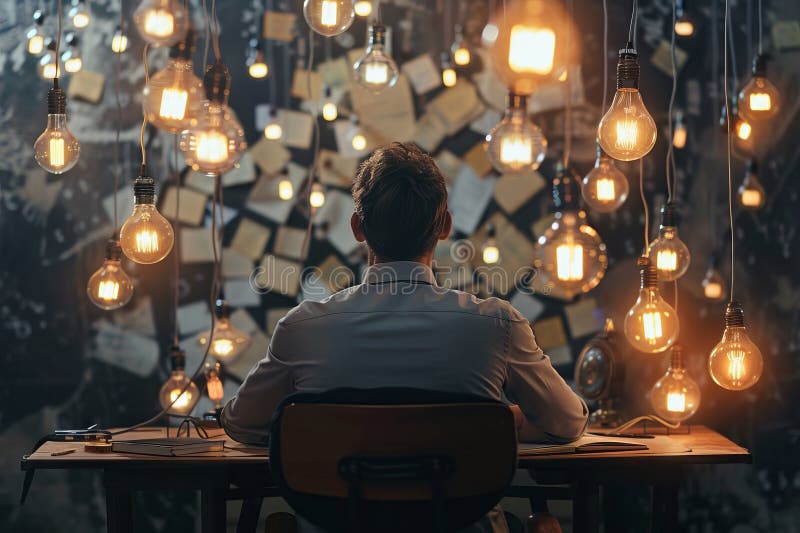 Businessman Works on a New Creative Ideas. Generative AI Stock Image - Image of project ...