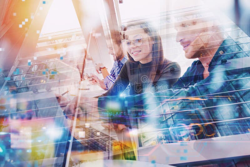 Businessman Works in Office with a Laptop Connected on Internet Network ...