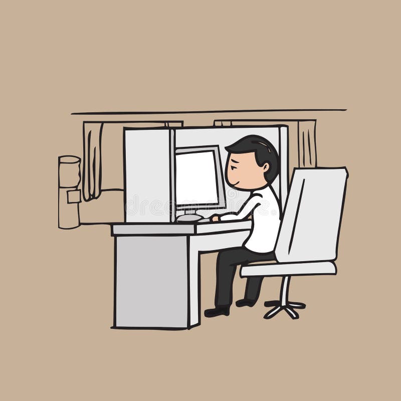 Businessman Works in Office Stock Vector - Illustration of area ...