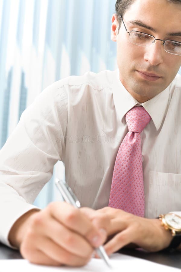 Businessman Writing Business Model Stock Photo - Image of implement ...