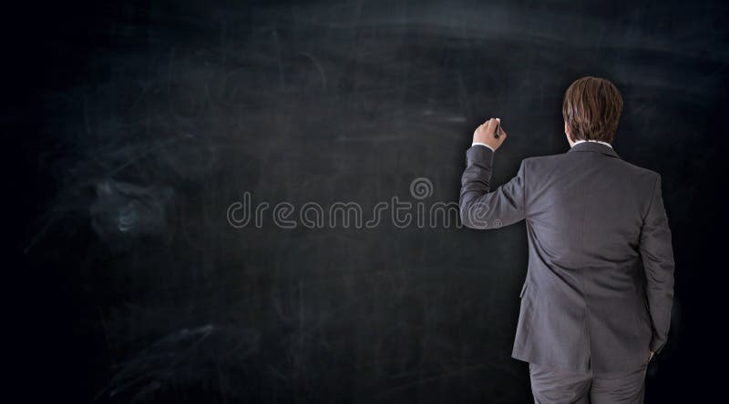 Businessman Writing on Blackboard Concept Stock Photo - Image of draw ...