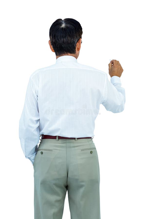 Businessman Writing on Board Stock Photo - Image of business, studio ...