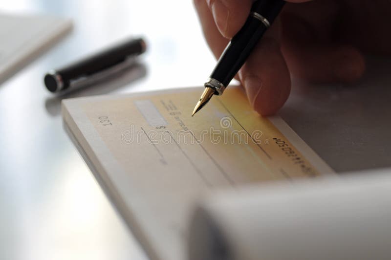 Businessman Writing the Check Stock Image - Image of number, bank: 23618347
