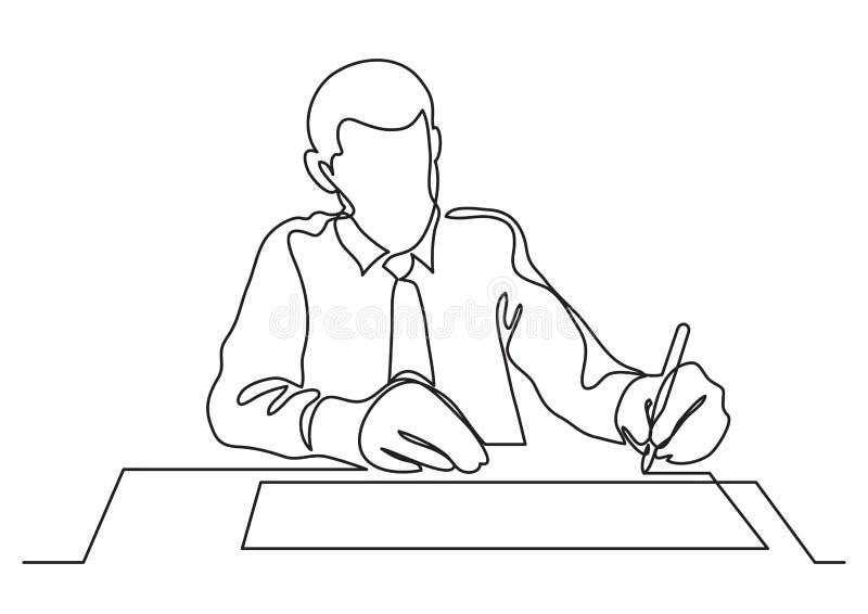 Businessman Writing a Note - Single Line Drawing Stock Vector ...