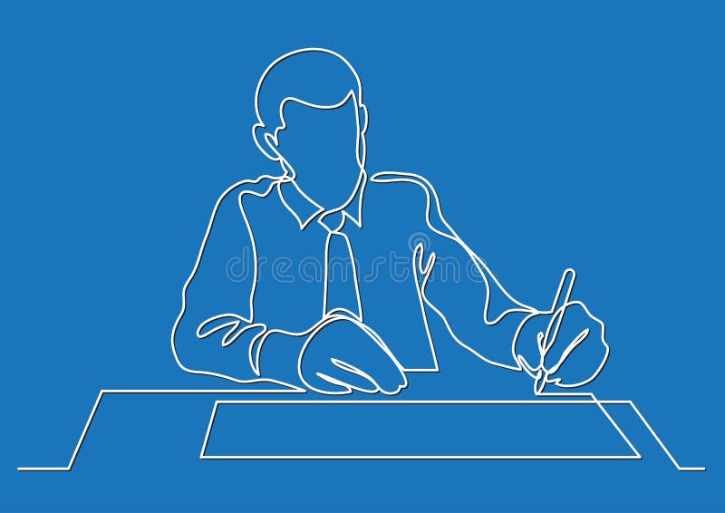Businessman Writing a Note - Single Line Drawing Stock Vector ...