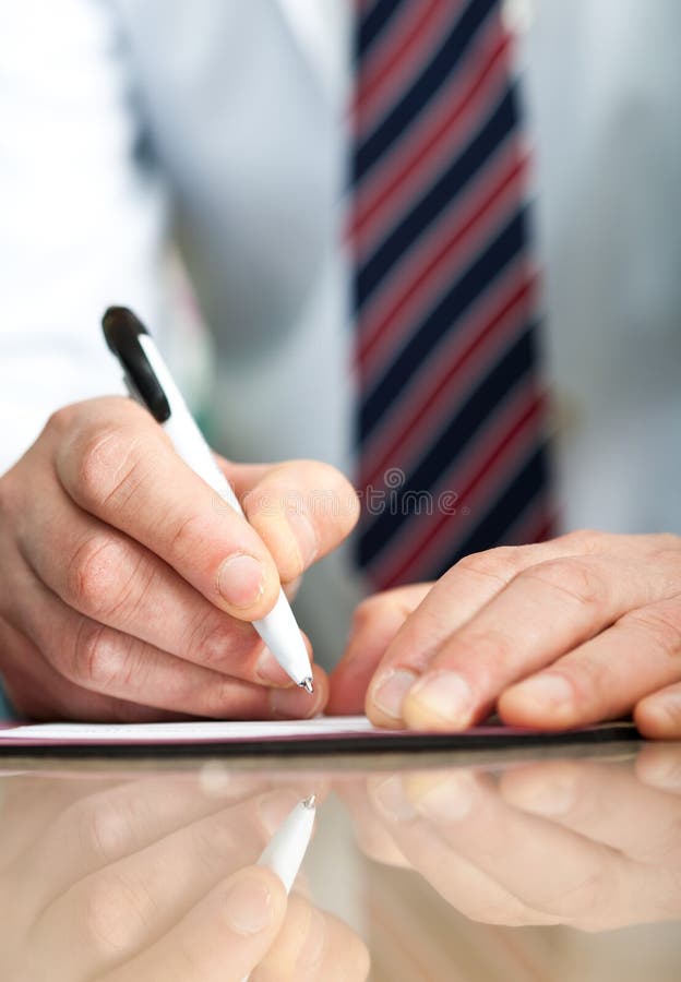 Businessman Writing Documents Stock Photo - Image of person, write ...