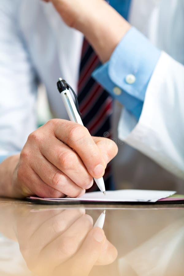 Businessman Writing Documents Stock Photo - Image of hand, holding ...