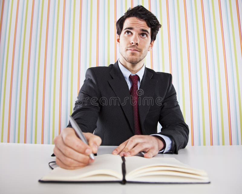 Businessman Writing at a Whiteboard Stock Photo - Image of presentation ...