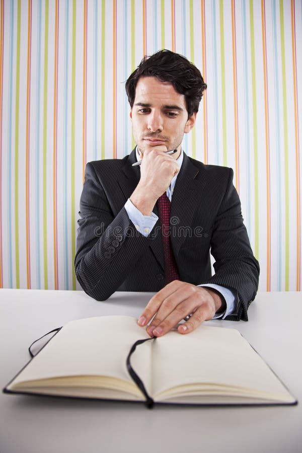 Businessman Writing at a Whiteboard Stock Image - Image of education ...