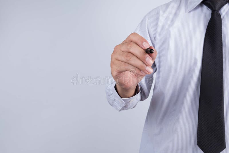 Businessman Writing, Drawing on the Screen and Empty Space Stock Photo ...