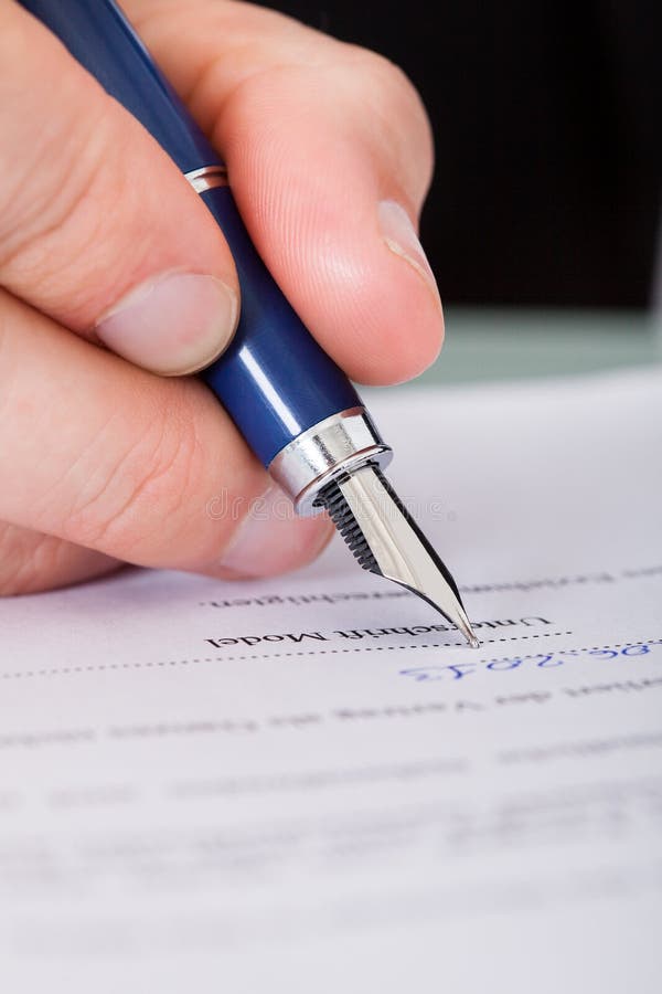 Businessman Writing with Ink Pen Stock Photo - Image of manager ...