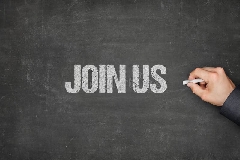 Businessman Writing Join Us Text on Blackboard Stock Photo - Image of ...