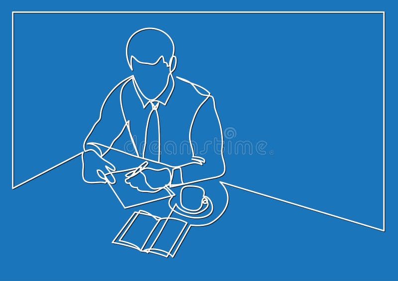 Businessman Writing a Note - Single Line Drawing Stock Vector ...