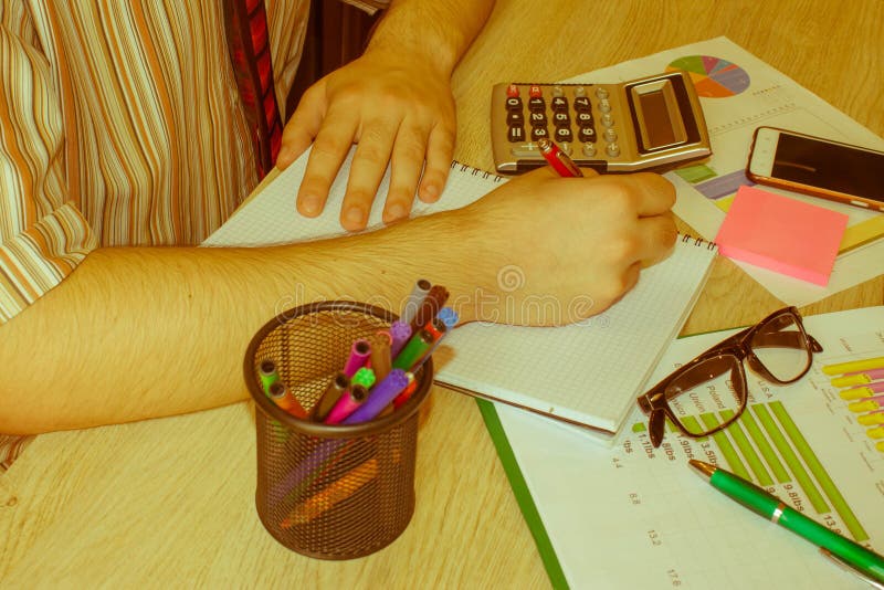 Businessman Writing in a Notebook. Man, Taking Notes. Man Hands with ...