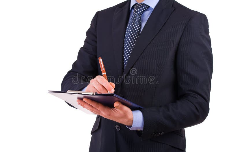 Businessman Writing Notes on Clipboard. Stock Photo - Image of director ...