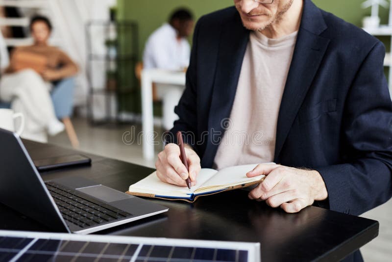 Businessman Writing Plans in His Notebook Stock Photo - Image of plan ...