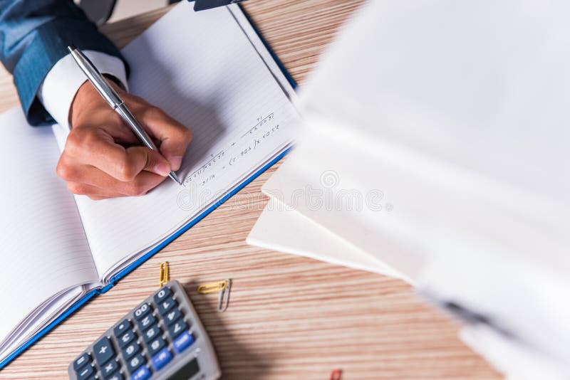 The Businessman Writing Report in the Office Stock Image - Image of ...