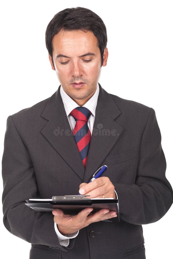 Businessman Writing Some Documents Stock Image - Image of office ...