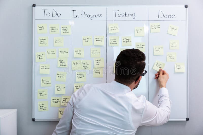 Businessman Writing on Sticky Notes Stock Image - Image of marker ...