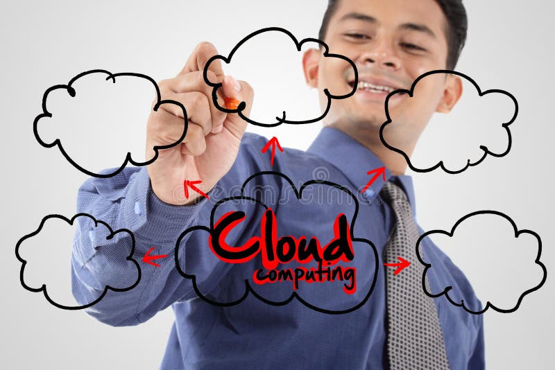 Businessman Writing Technology of Cloud Computing Stock Photo - Image ...
