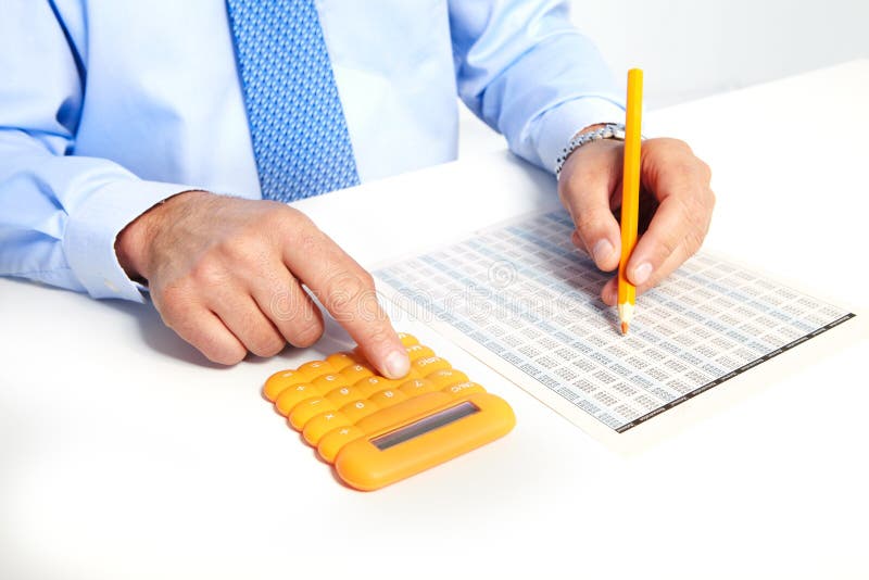 The Businessman and Yellow Calculator Stock Photo - Image of concept ...