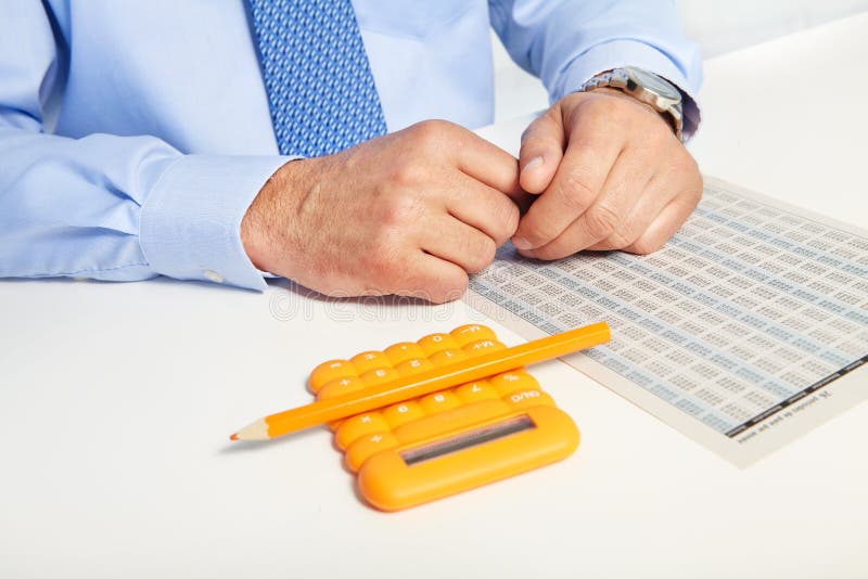 The Businessman and Yellow Calculator Stock Photo - Image of place ...