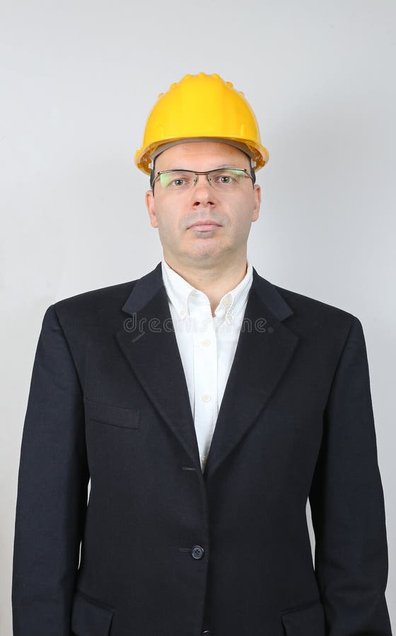 Businessman Yellow Hat stock photo. Image of male, yellow - 145706720