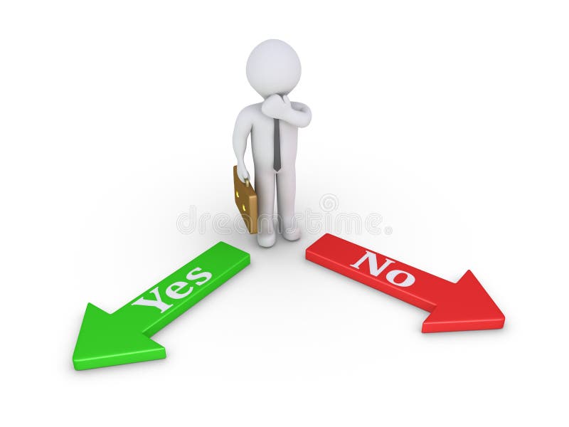Businessman between Yes and No Stock Illustration - Illustration of ...