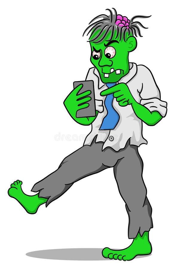 Businessman Zombie with a Smartphone Stock Vector - Illustration of ...