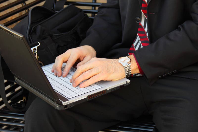 Businessmans Hands on Laptop Stock Image - Image of laptop, businessman ...