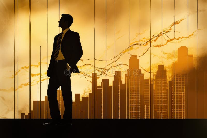 A Businessmans Silhouette Layered Over a Graph Chart Stock Image ...