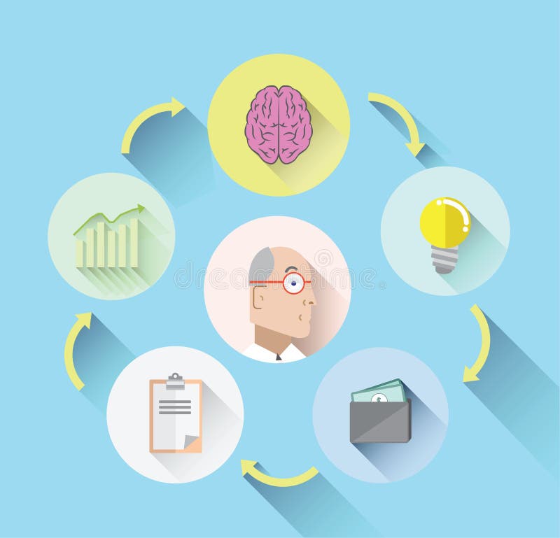 Businessmans Thought Process Concept on Blue Stock Vector ...