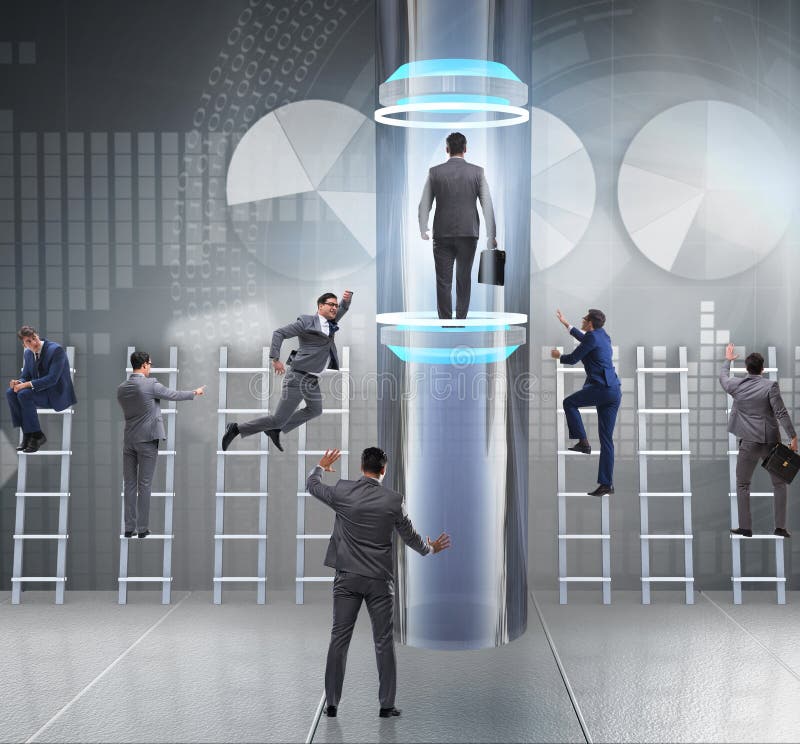 Businessmen in Accelerated and Fast Promotion Concept Stock Image ...