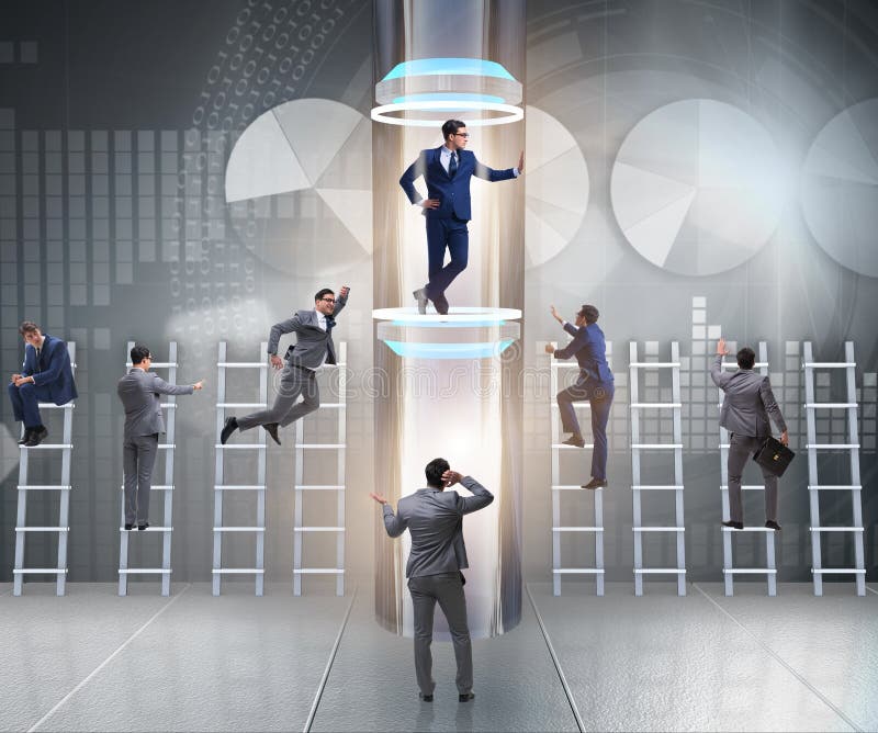 Businessmen in Accelerated and Fast Promotion Concept Stock Photo ...