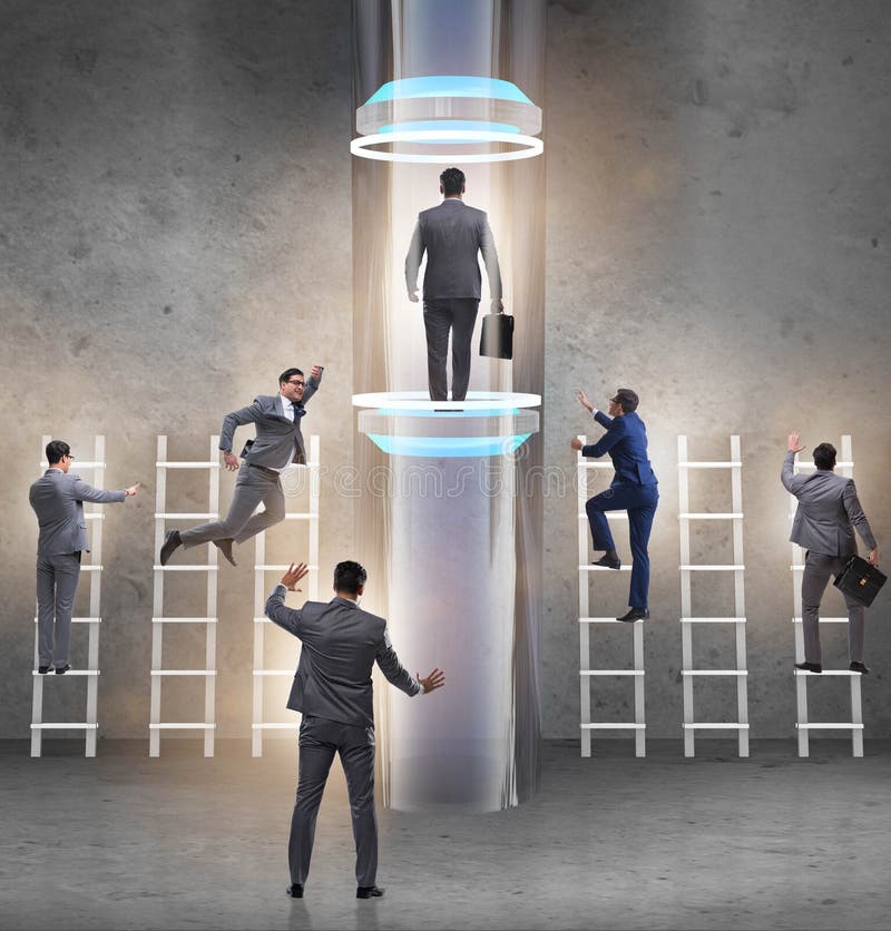 Businessmen in Accelerated and Fast Promotion Concept Stock Photo ...