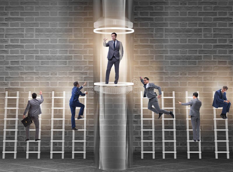 Businessmen in Accelerated and Fast Promotion Concept Stock Photo ...