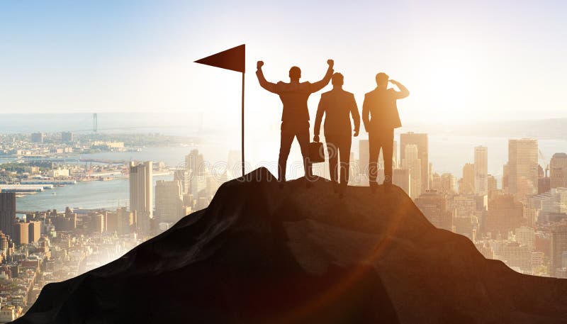 Businessmen in Achievement and Teamwork Concept Stock Image - Image of ...