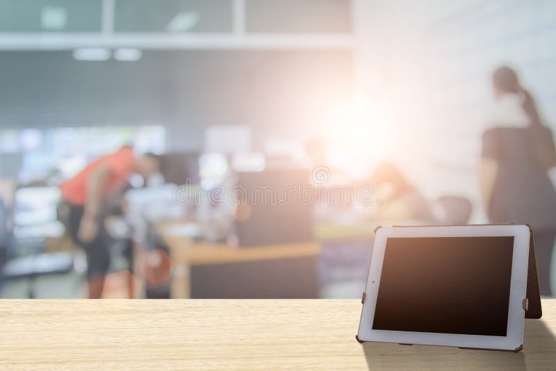 Businessmen Blur in the Workplace or Work Space of Laptop on Table in ...