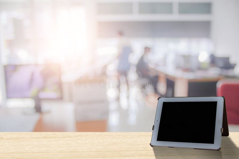 Businessmen Blur in the Workplace or Work Space of Laptop on Table in ...
